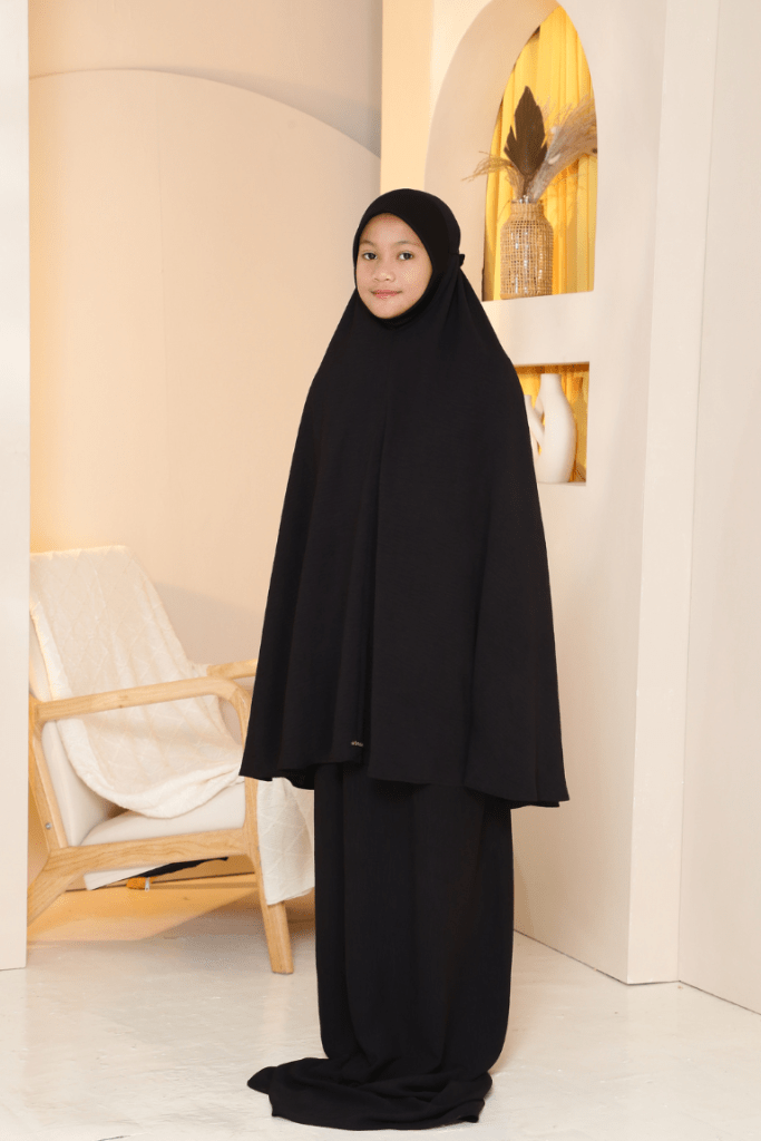 Telekung Irdina Kid's In Black - By Ariana