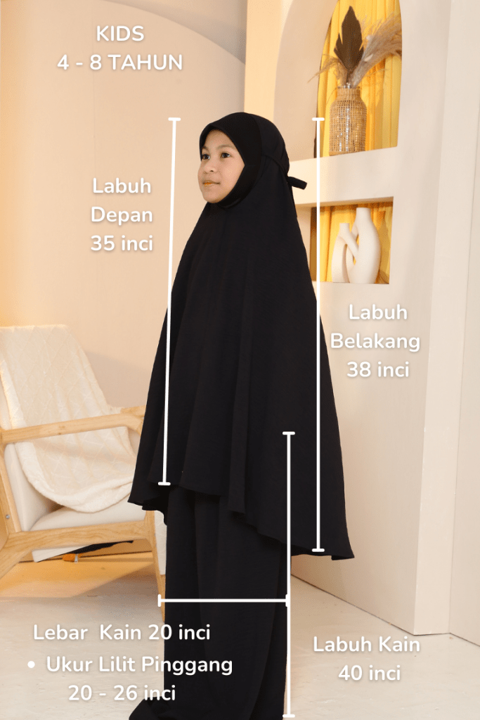 Telekung Irdina Kid’s In Black – By Ariana